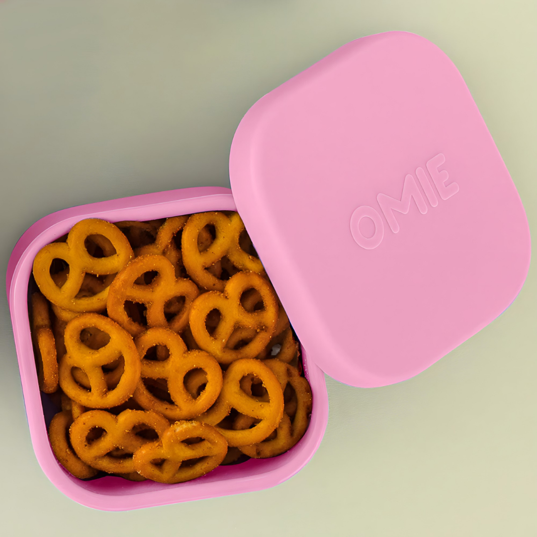 OmieSnack Silicone Snack Box - Pink - Lunchbox Mini